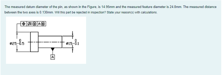 Solved The measured datum diameter of the pin, as shown in | Chegg.com