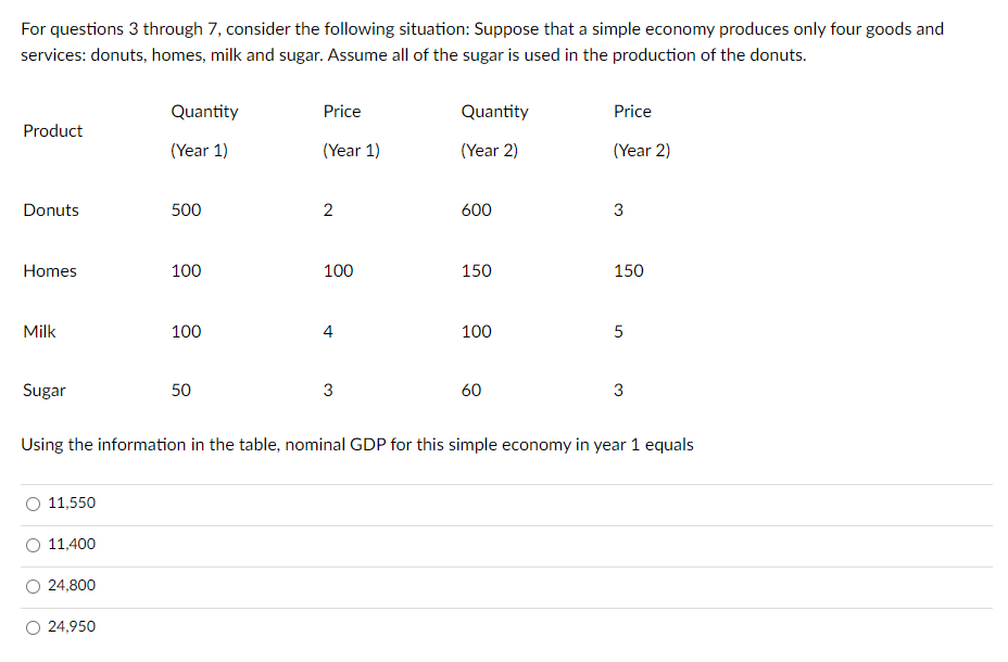 Solved For questions 3 ﻿through 7, ﻿consider the following | Chegg.com