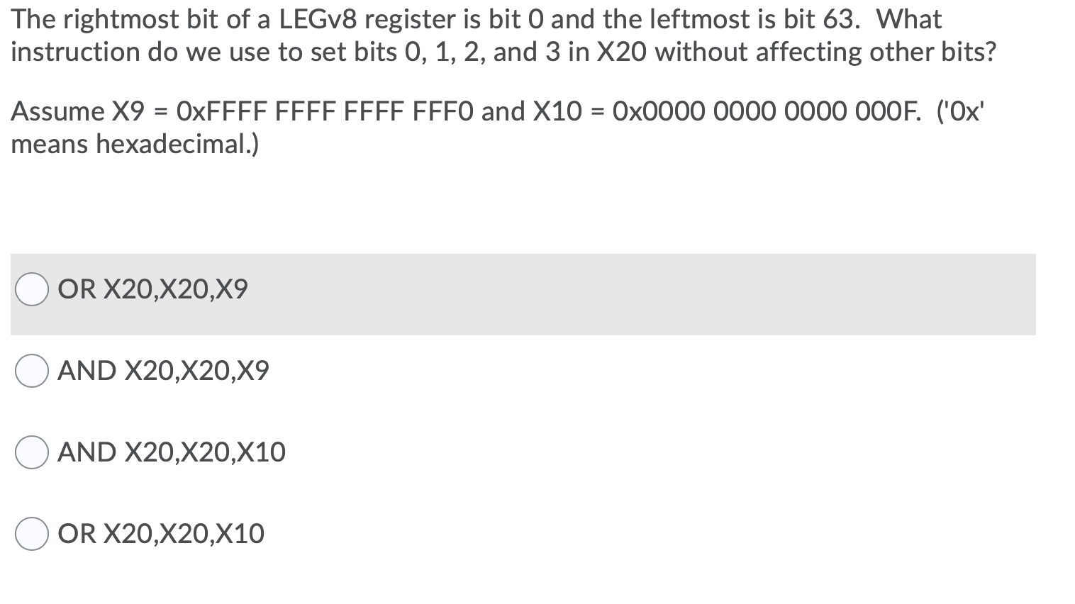 Solved The rightmost bit of a LEGV8 register is bit O and | Chegg.com