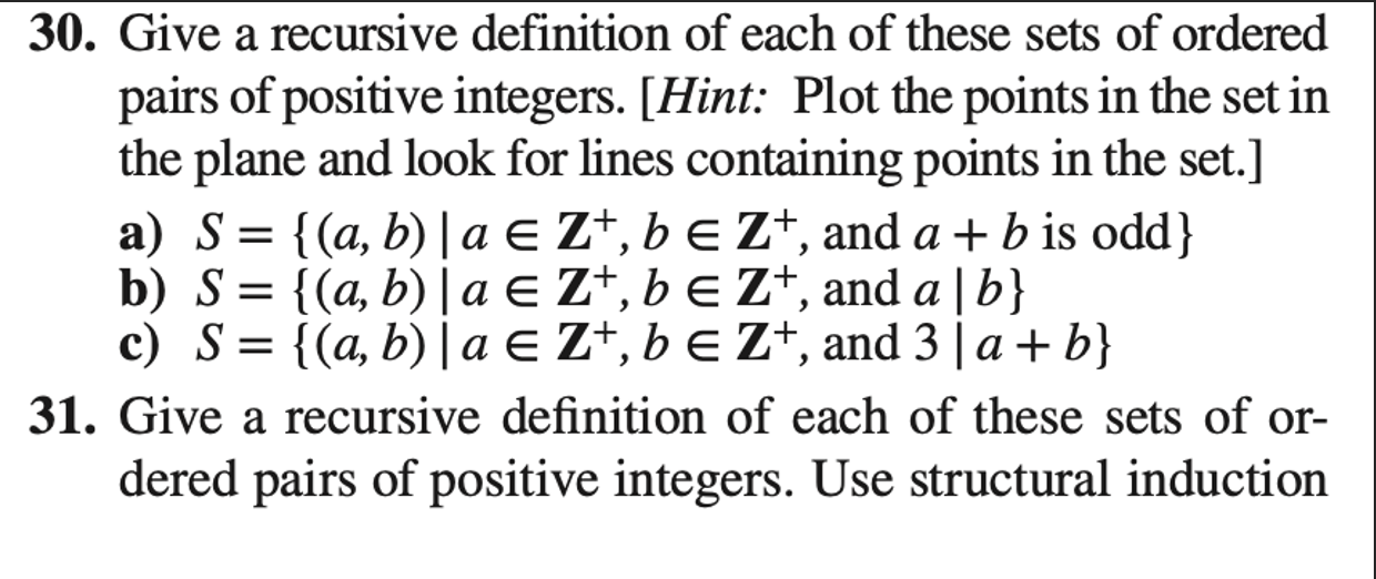 Solved 30. Give a recursive definition of each of these sets | Chegg.com