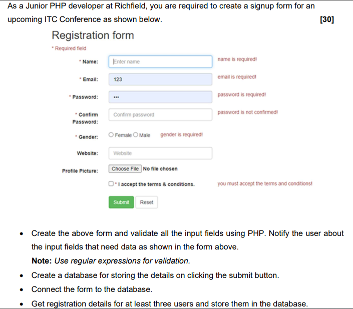 Solved As a Junior PHP developer at Richfield, you are | Chegg.com