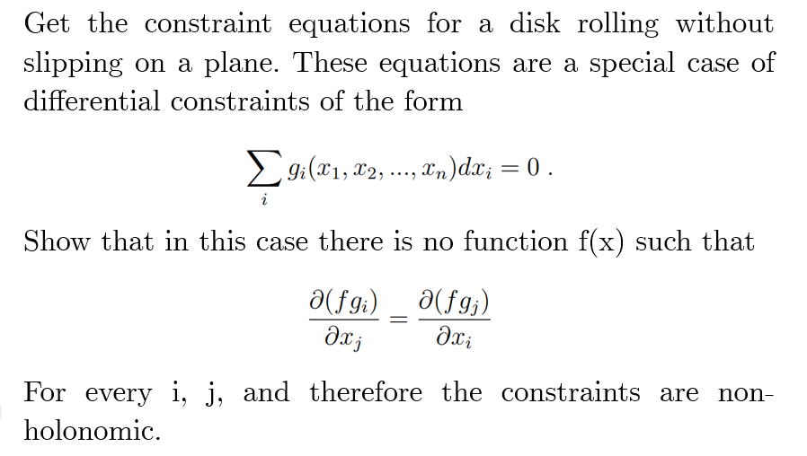 Solved Get the constraint equations for a disk rolling | Chegg.com