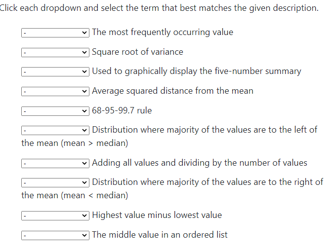 Solved Match each of the following descriptions with a term | Chegg.com