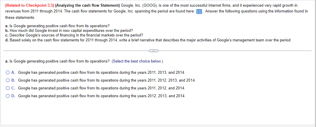 Solved (Related to Checkpoint 3.3) (Analyzing the cash flow | Chegg.com