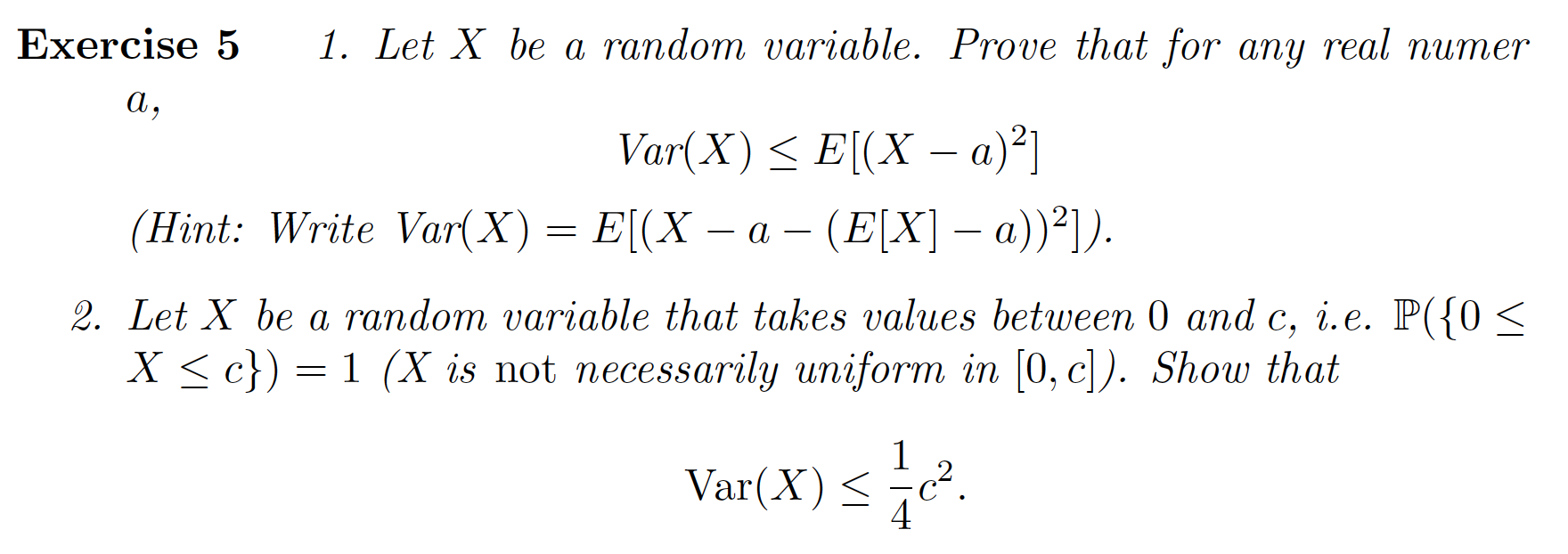 Solved ixercise 5 1. Let X be a random variable. Prove that | Chegg.com