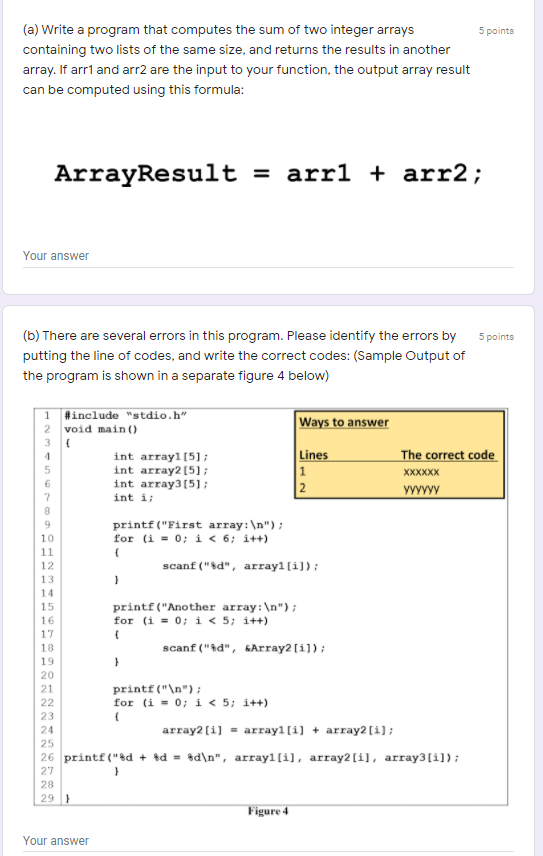 Solved 5 points (a) Write a program that computes the sum of | Chegg.com