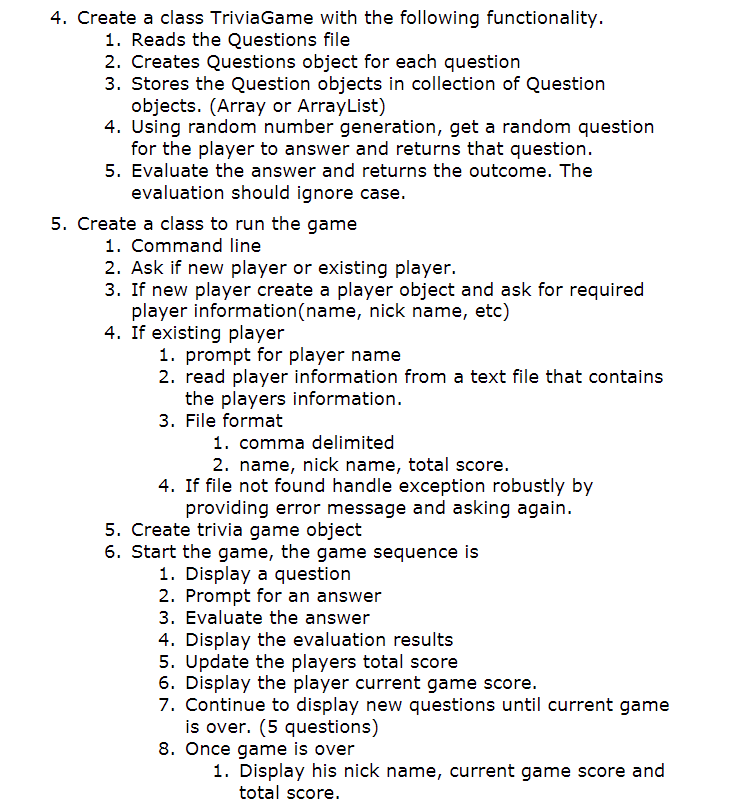 Solved 1. In this project you will implement a trivia game. | Chegg.com