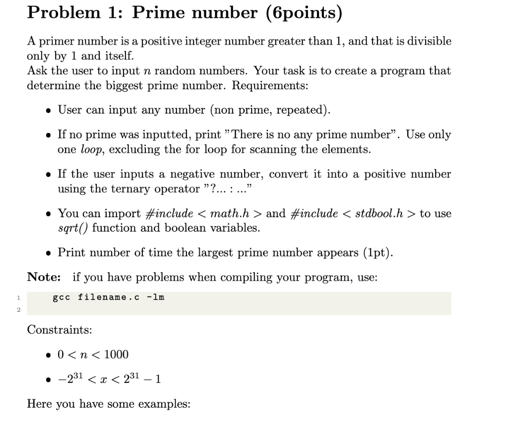 Solved A primer number is a positive integer number greater | Chegg.com