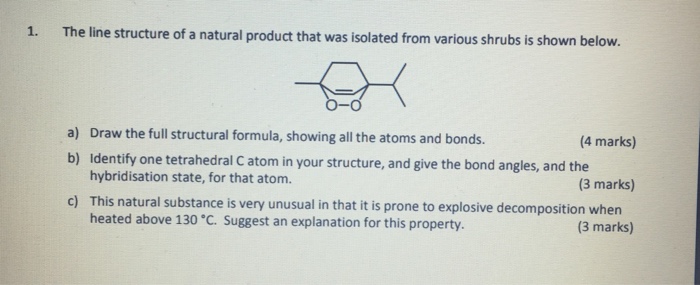 Solved 1. The line structure of a natural product that was | Chegg.com