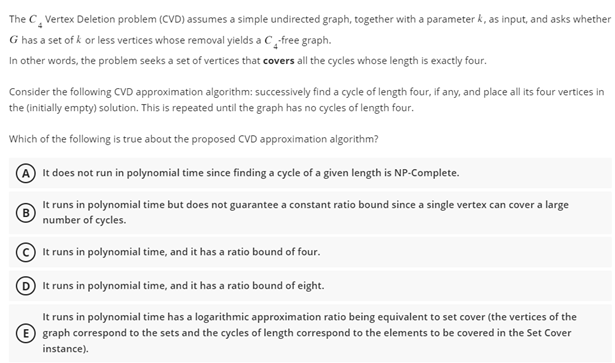 Solved The C4 Vertex Deletion problem (CVD) assumes a simple | Chegg.com