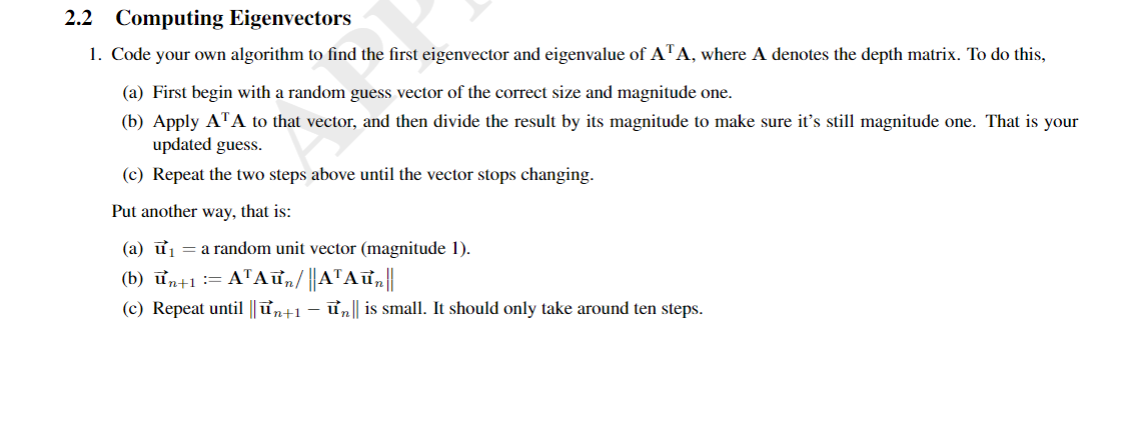 2.2 Computing Eigenvectors 1. Code your own algorithm | Chegg.com