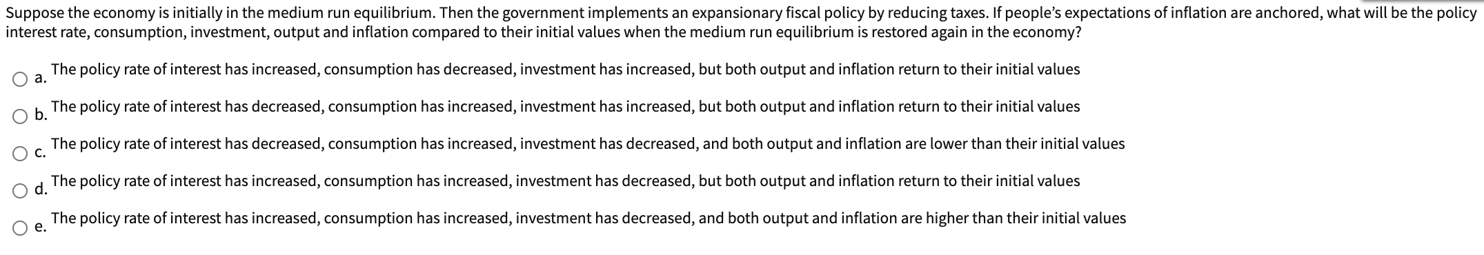 Solved Suppose the economy is initially in the medium run | Chegg.com