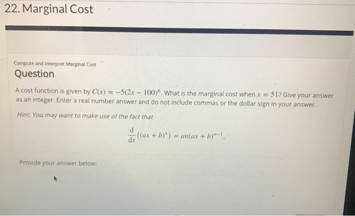 Solved 22. Marginal Cost Compute and Interpret Marginal Cost | Chegg.com