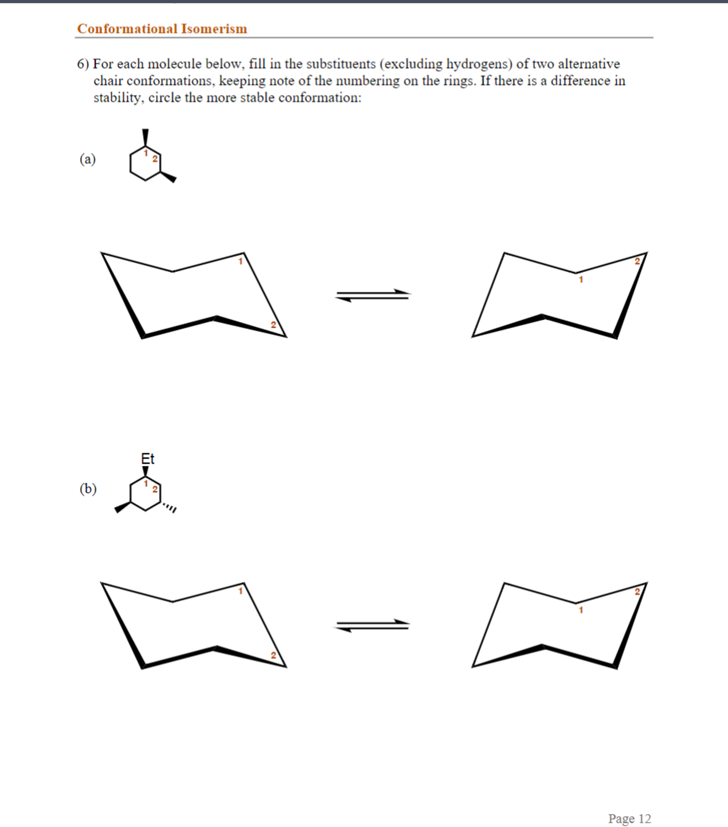 Solved For each molecule below, fill in the substituents | Chegg.com