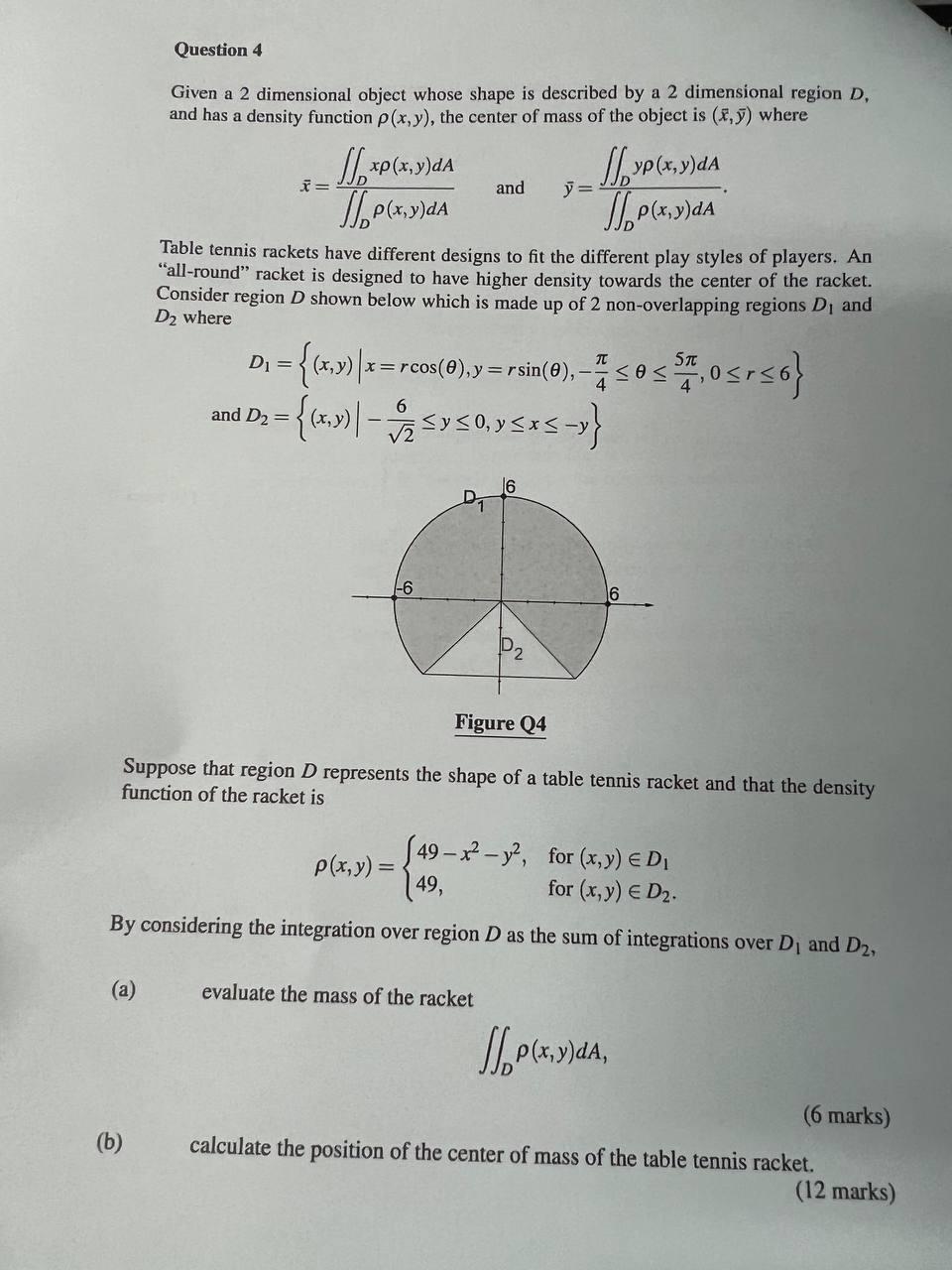 Solved (b) Question 4 Given a 2 dimensional object whose | Chegg.com