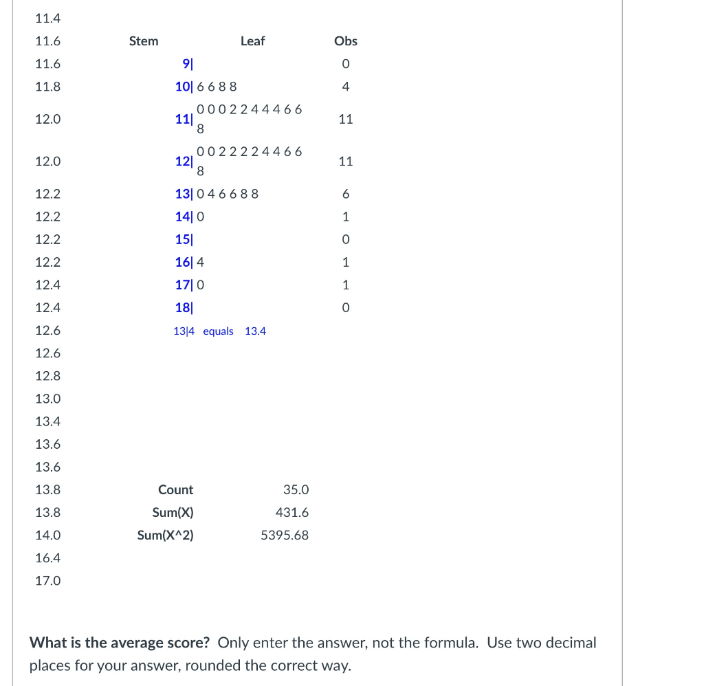 Solved The following are the top 35 scores (expressed as per | Chegg.com