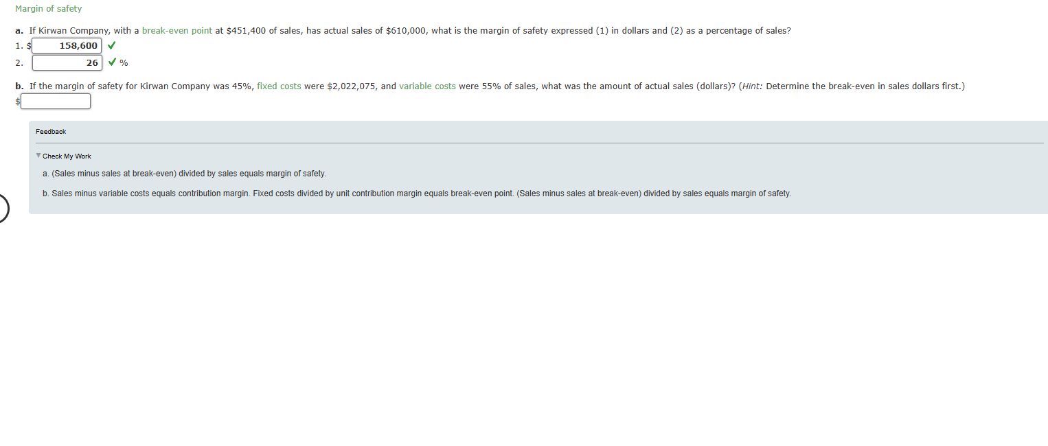 Solved Feedback\( { }^{7} \) ﻿Check My Worka. (Sales minus | Chegg.com