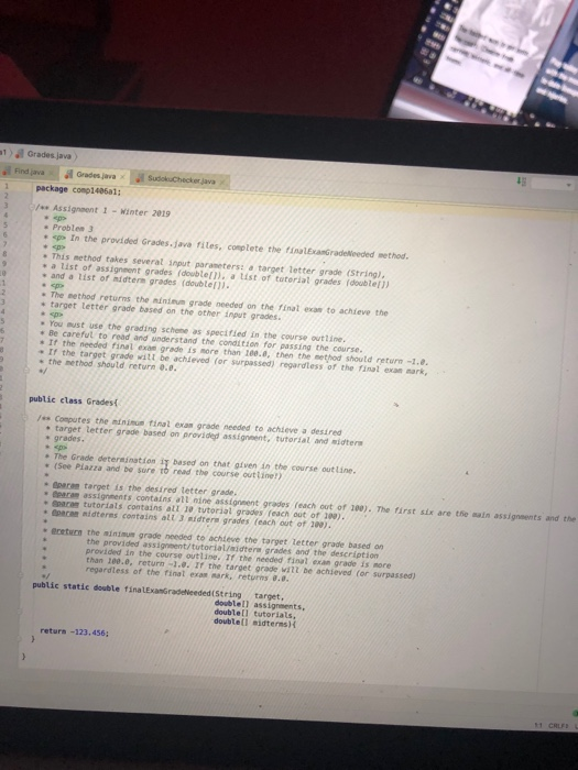 3 Grades 15 Marks In The Provided Grades Java