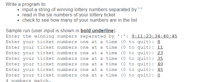 Solved Write a program to: • Input a string of winning | Chegg.com