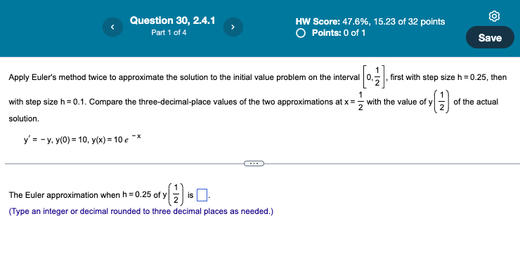 Solved Apply Euler S Method Twice To Approximate The