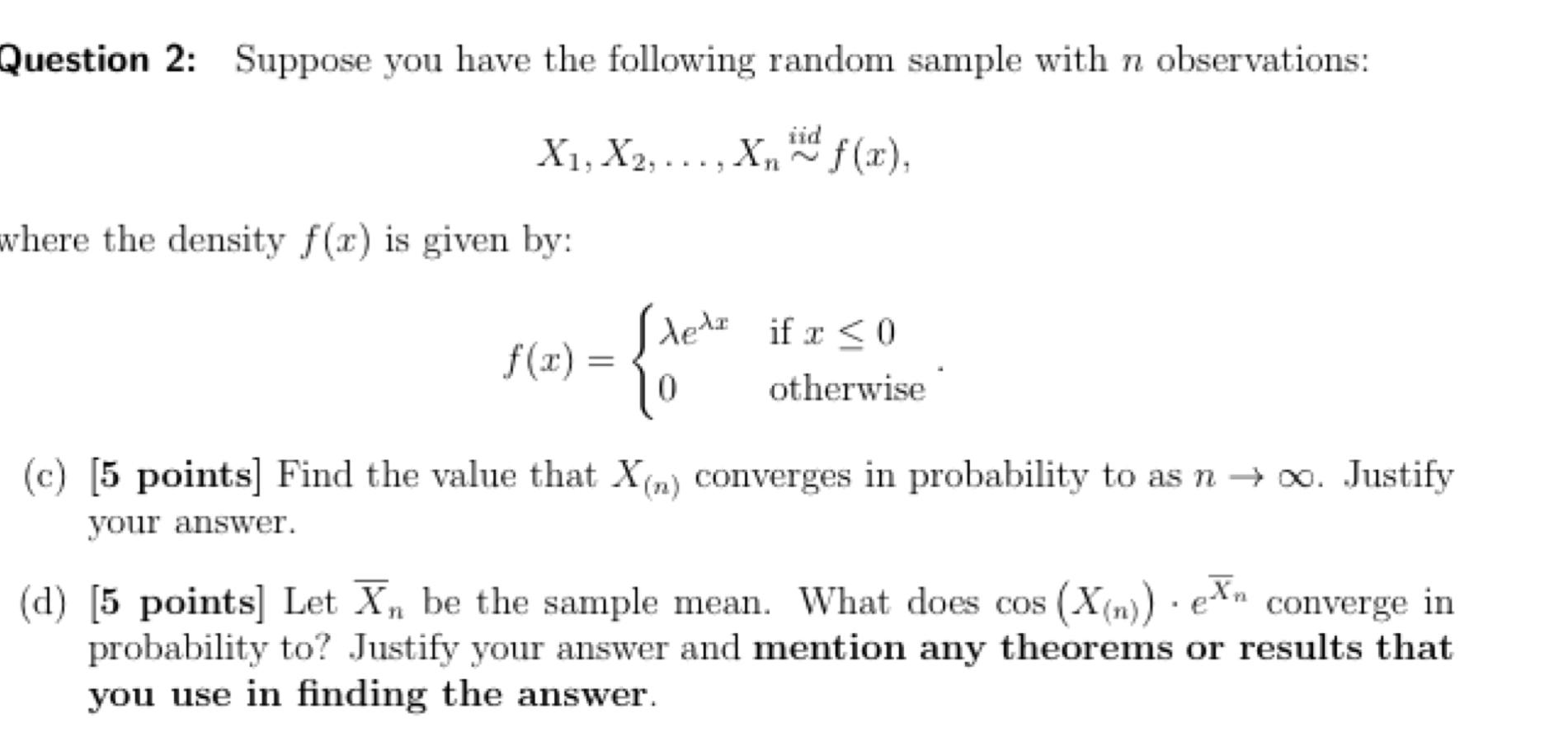 Question 2: Suppose you have the following random | Chegg.com