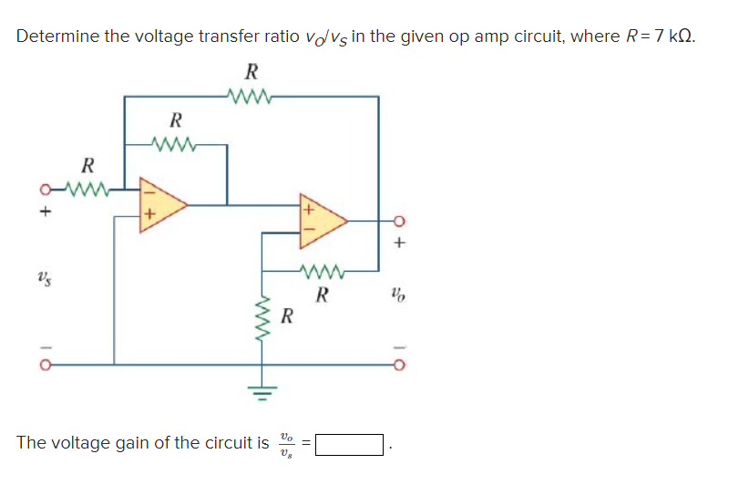 Solved Determine the voltage transfer ratio vO/vS in the | Chegg.com
