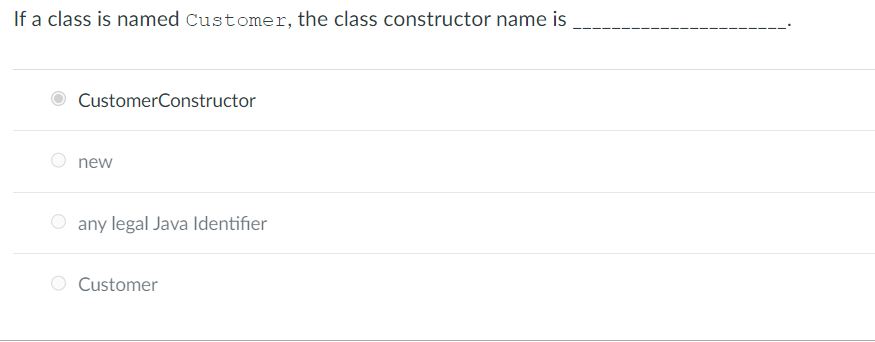 Solved If A Class Is Named Customer The Class Constructor