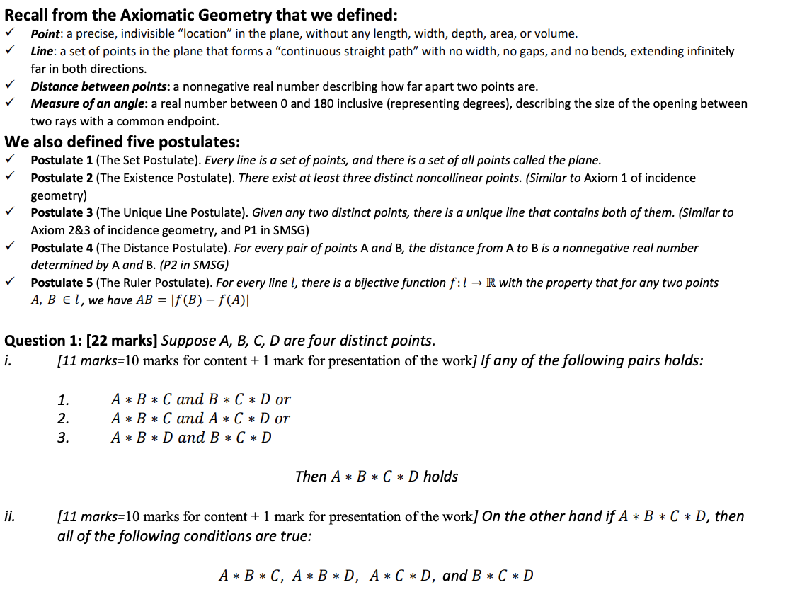 Recall from the Axiomatic Geometry that we | Chegg.com