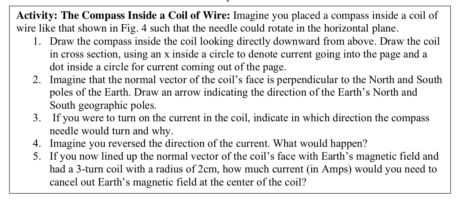 Solved a Activity: The Compass Inside a Coil of Wire: | Chegg.com