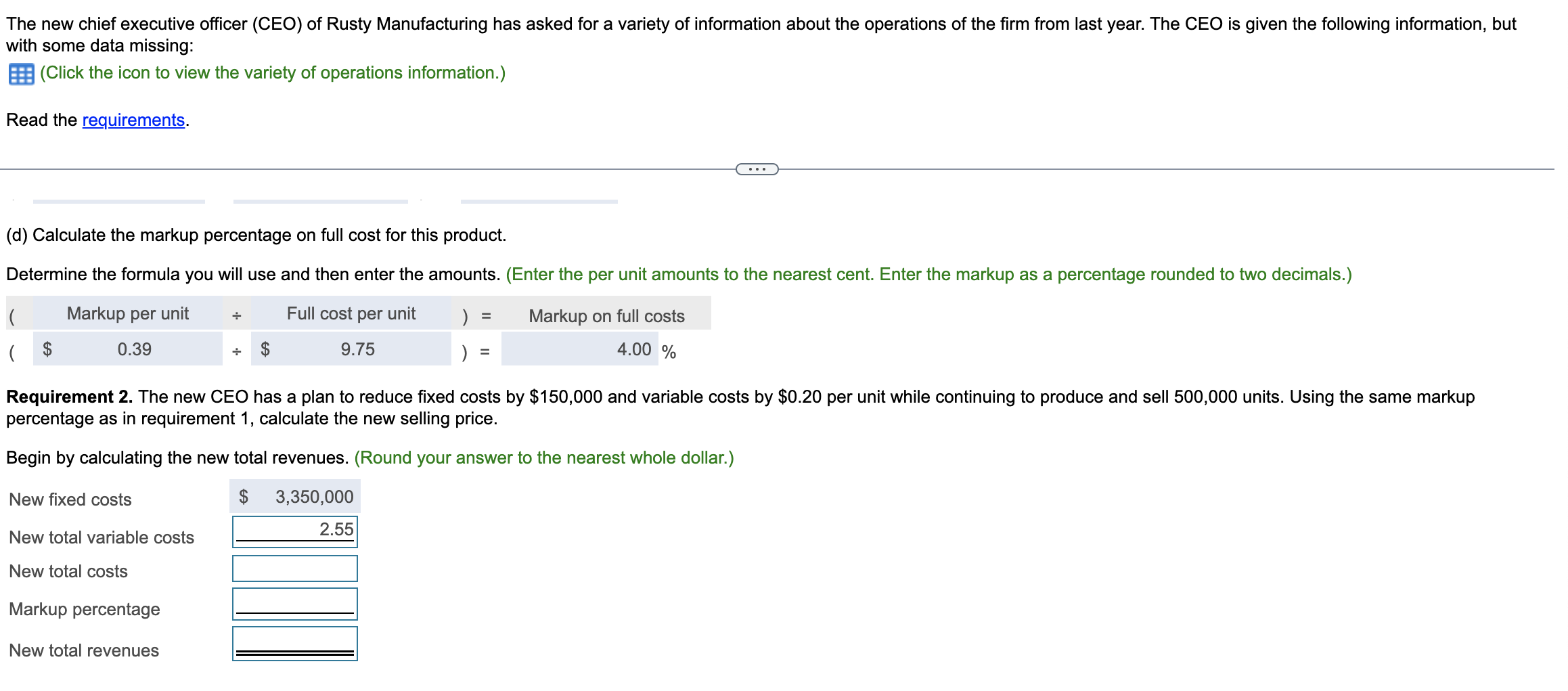 Solved Data tableThe new chief executive officer (CEO) of | Chegg.com