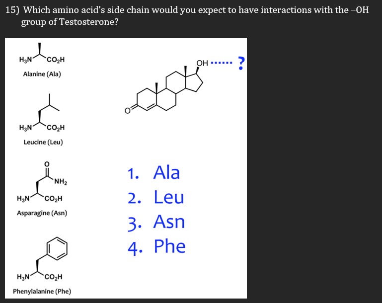 Solved 15) Which amino acid's side chain would you expect to | Chegg.com