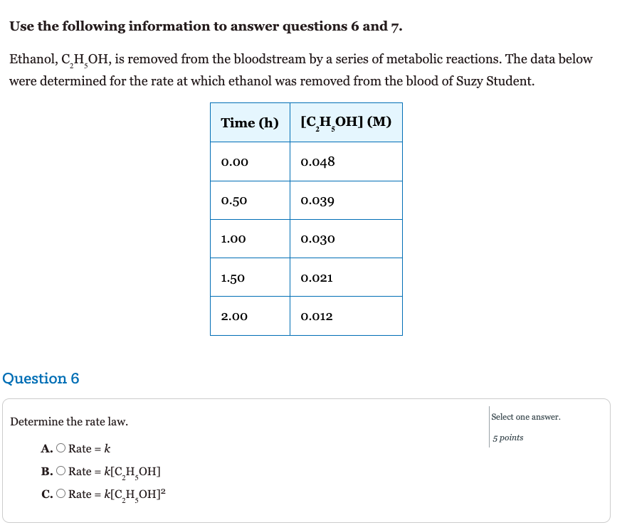 Solved Use the following information to answer questions 6 | Chegg.com