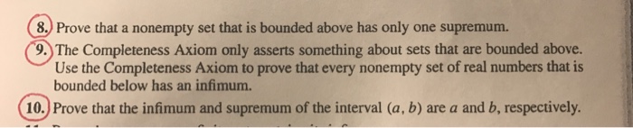 Solved Prove that a nonempty set that is bounded above has | Chegg.com