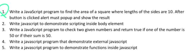 Solved Write a JavaScript program to find the area of a | Chegg.com