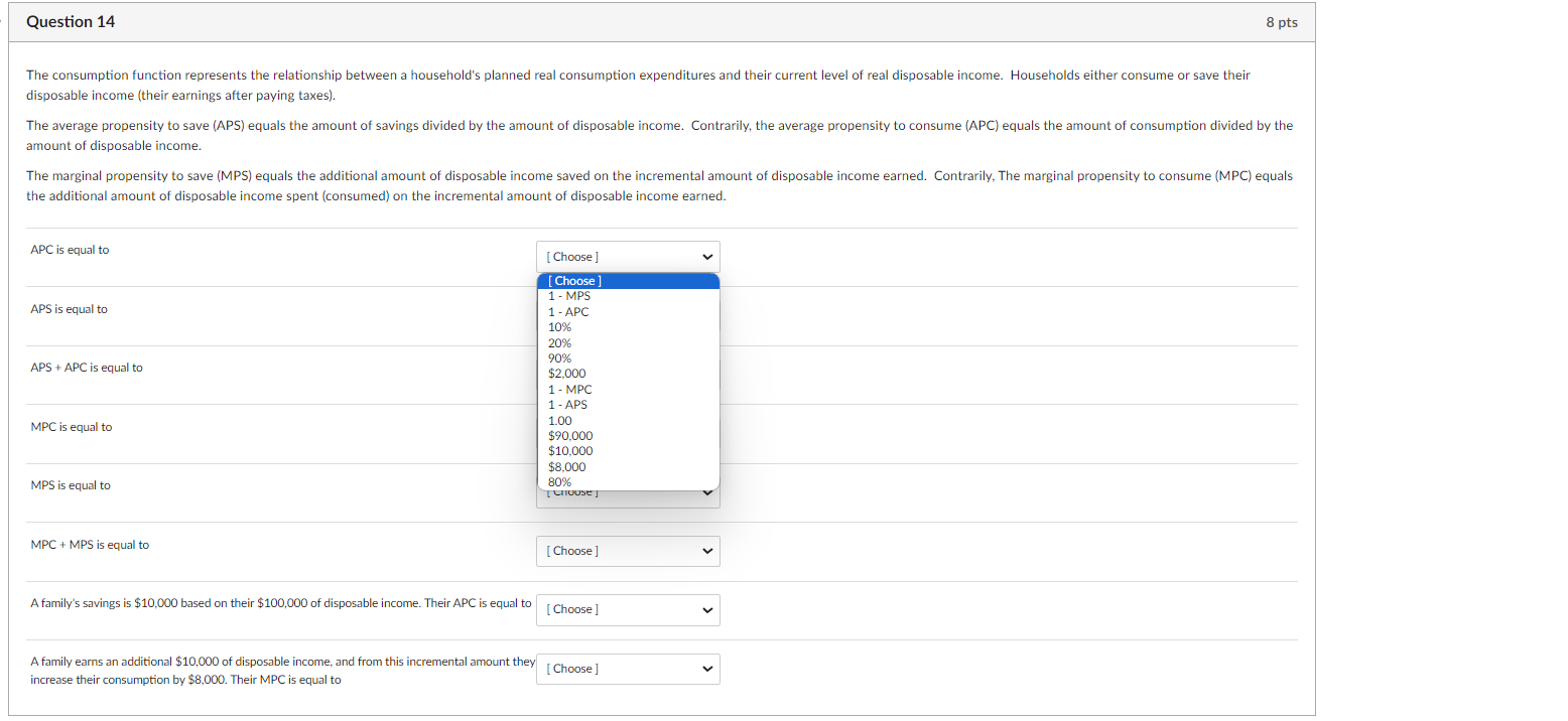 Solved Question 14The consumption function represents the | Chegg.com