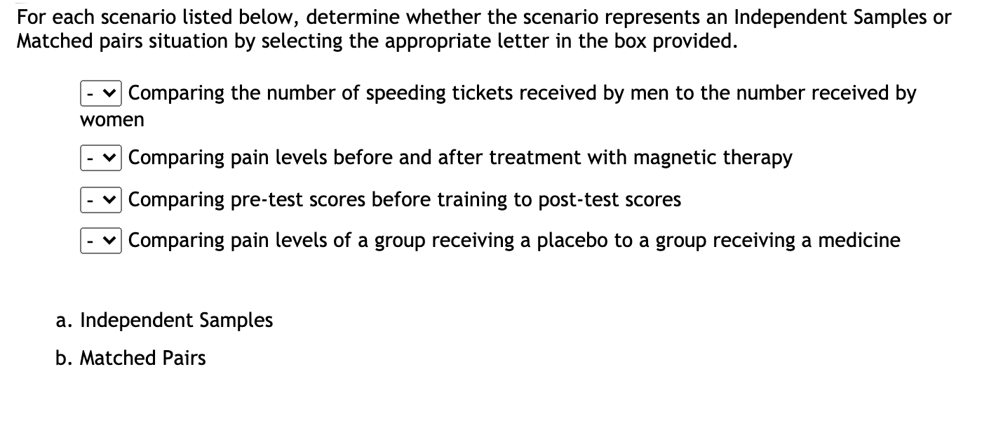 Solved For each scenario listed below, determine whether the | Chegg.com
