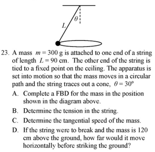 Solved 3. A mass m=300 g is attached to one end of a string | Chegg.com