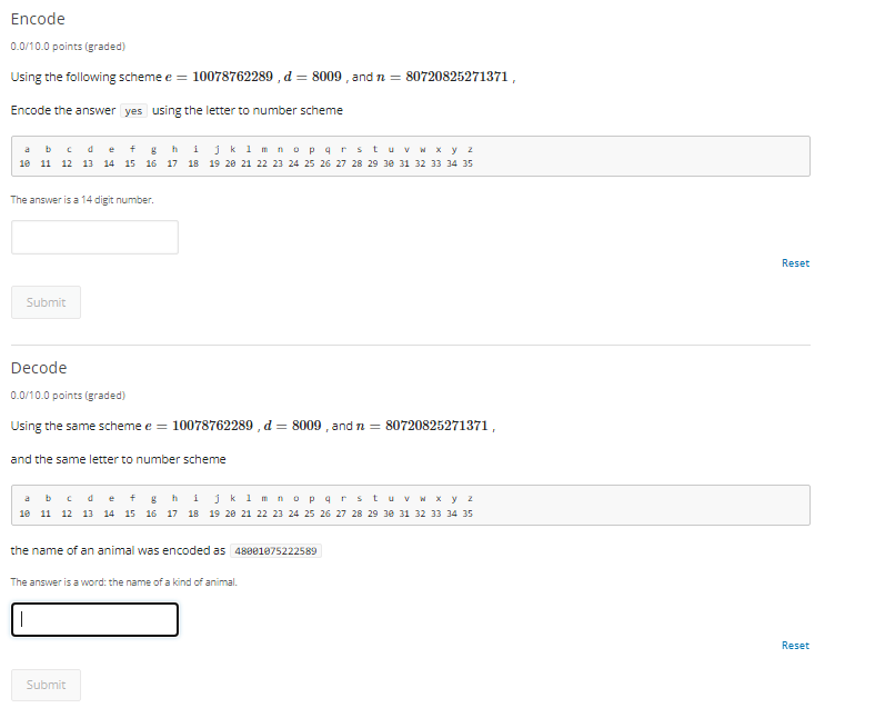 Solved Encode 0.0/10.0 points (graded) Using the following | Chegg.com