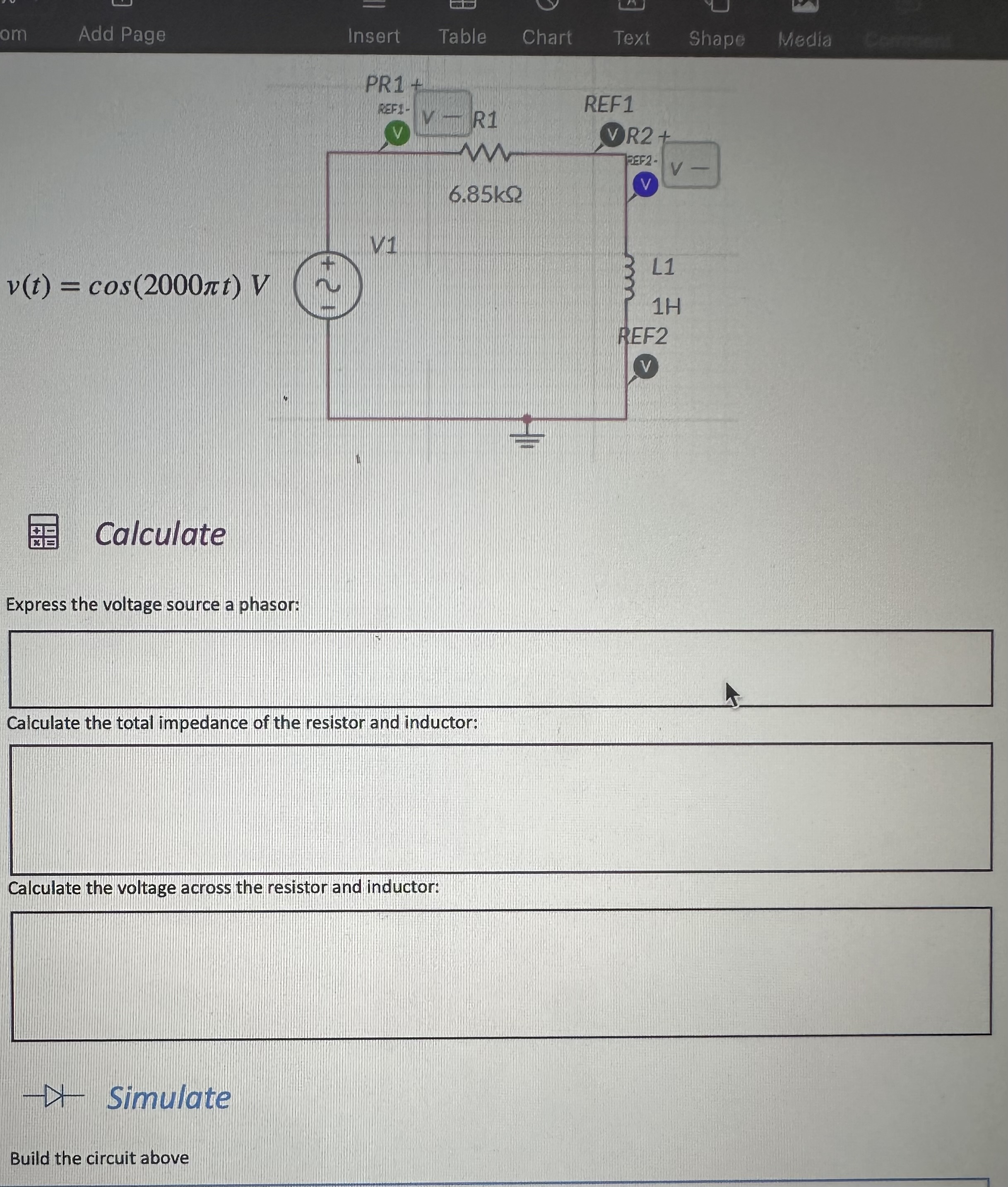 Solved Calculate Express the voltage source a phasor: | Chegg.com