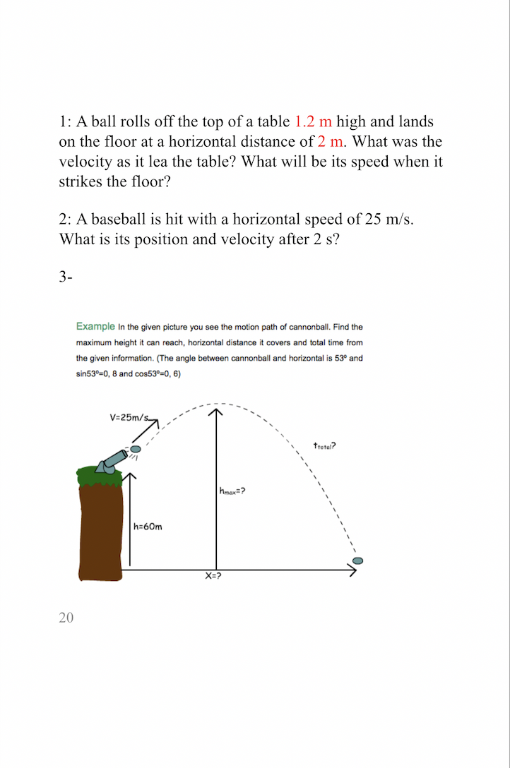 Solved 1: A ball rolls off the top of a table 1.2 m high and | Chegg.com