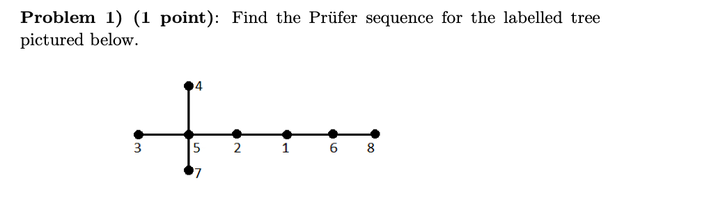 Solved Problem 1 1 Point Find The Prüfer Sequence For 