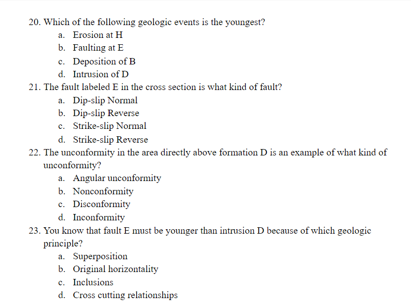 Solved Geologic cross section use the cross section below to | Chegg.com