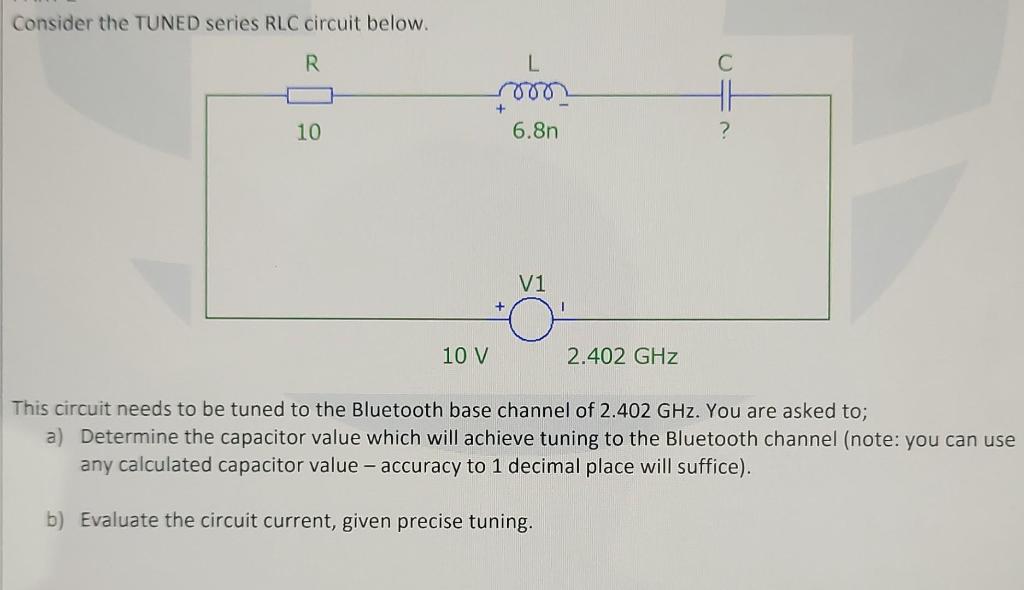 Solved Consider the TUNED series RLC circuit below. This | Chegg.com