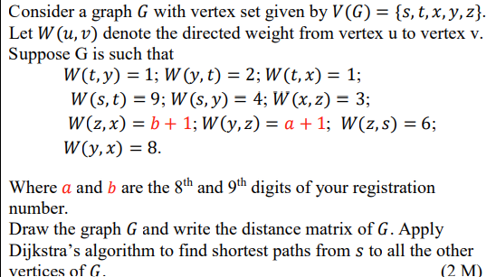 Solved Consider a graph G ﻿with vertex set given by | Chegg.com