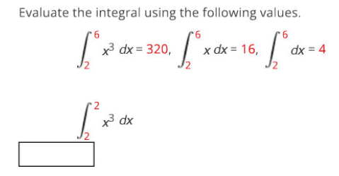 Solved Evaluate the integral using the following values. | Chegg.com