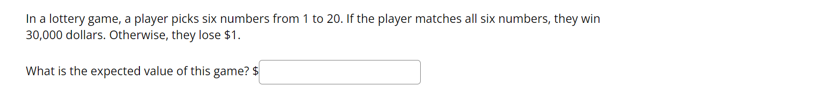 Solved In a lottery game, a player picks six numbers from 1 | Chegg.com