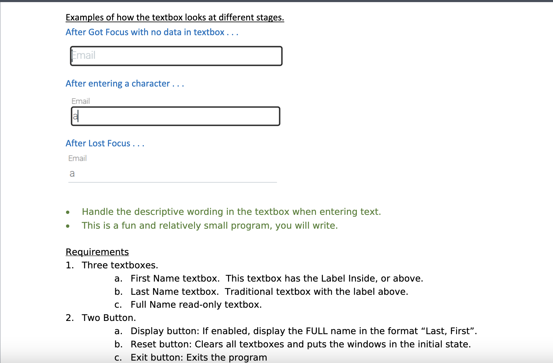 Solved Examples of how the textbox looks at different | Chegg.com