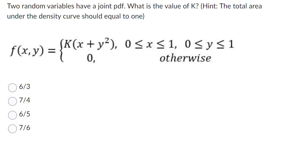Solved Two random variables have a joint pdf. What is the | Chegg.com