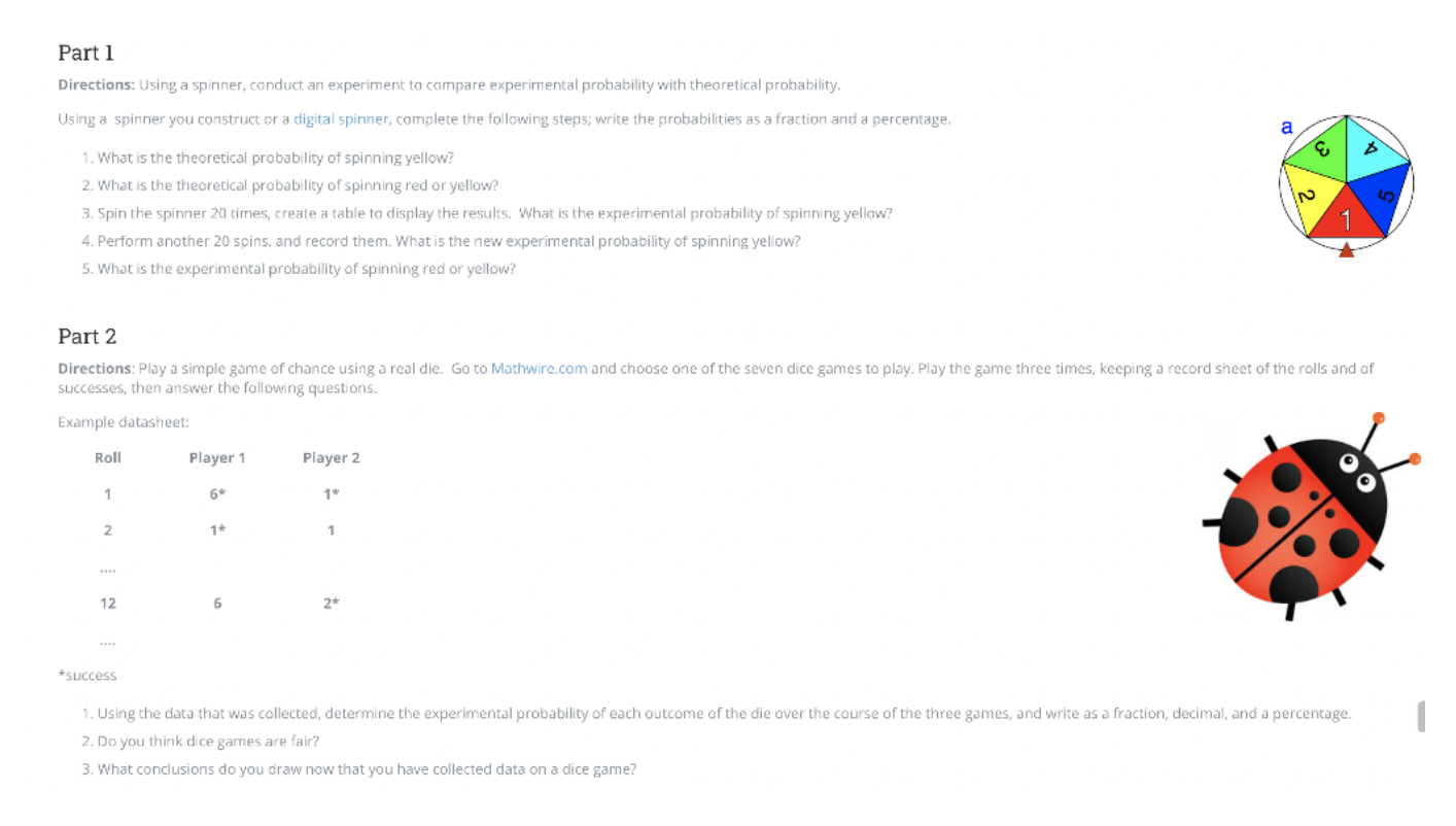 Solved Part 1 Directions: Using a spinner, conduct an | Chegg.com