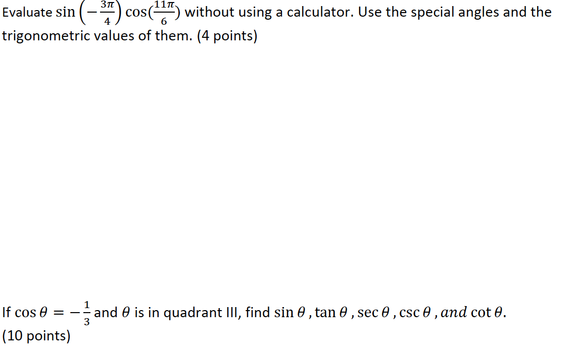 Solved 3TT Evaluate sin COS Os(+37) without using a | Chegg.com